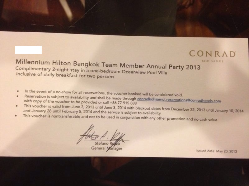 ลดๆๆ ขาดทุนไปเลย++VOUCHER CONRAD KOH SAMUI++ 2 nights - Pantip